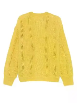Closed Cable-knit Cardigan - Yellow