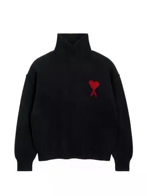 AMI Paris De Coeur Roll-neck Sweater In Felted Merino Wool