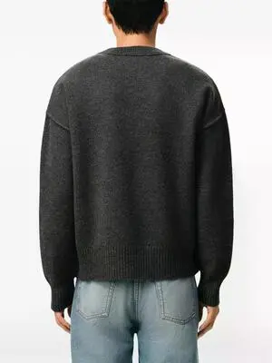 AMI Paris De Coeur Crew Neck Wool Sweater - Grey