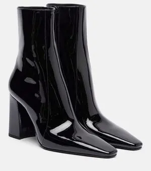 Saint Laurent Rainer 90 Patent Leather Ankle Boots - Black