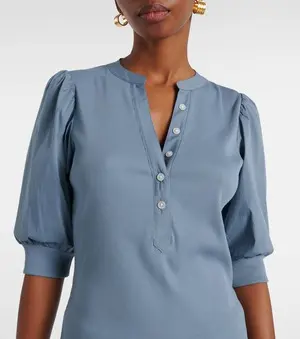Veronica Beard Coralee Cotton-blend Blouse - Blue