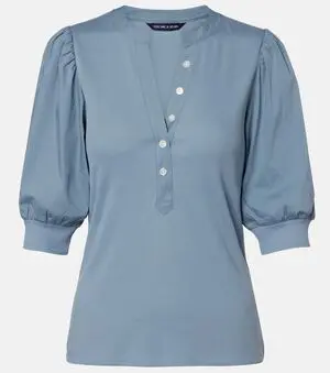 Veronica Beard Coralee Cotton-blend Blouse - Blue