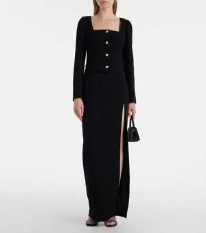 Alessandra Rich Wool-blend Twill Bouclé Maxi Skirt - Black