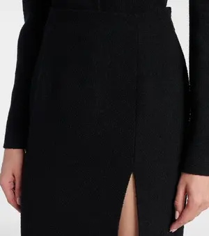 Alessandra Rich Wool-blend Twill Bouclé Maxi Skirt - Black