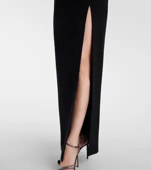 Alessandra Rich Wool-blend Twill Bouclé Maxi Skirt - Black