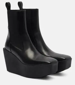 Rick Owens Beatle Leather Platform Ankle Boots