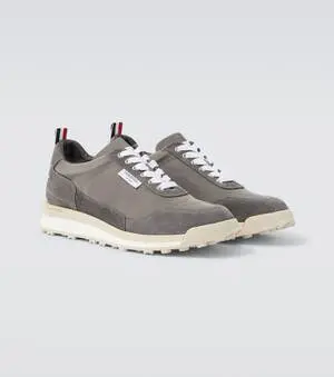 Thom Browne Suede-trimmed Leather And Fabric Sneakers