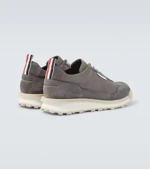 Thom Browne Suede-trimmed Leather And Fabric Sneakers