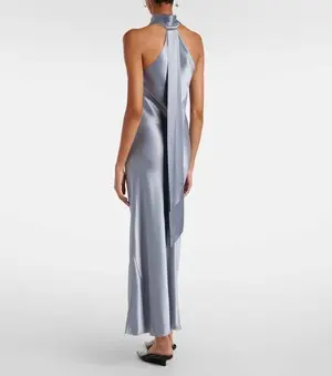 Galvan Cropped Pandora Satin Midi Dress