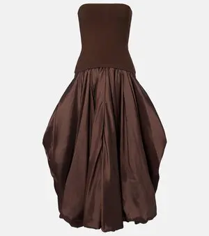 Simkhai Izzy Taffeta Midi Dress - Brown
