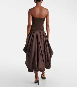 Simkhai Izzy Taffeta Midi Dress - Brown