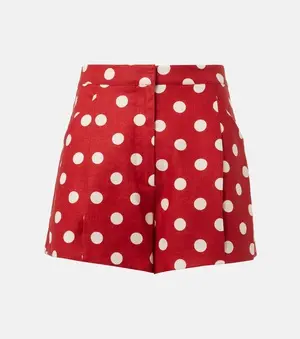 Posse Rosalie Polka-dot Linen Shorts - Red
