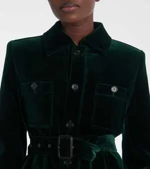Saint Laurent Saharienne Cotton Velvet Jacket - Green