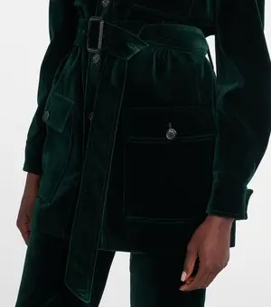 Saint Laurent Saharienne Cotton Velvet Jacket - Green