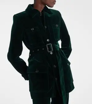 Saint Laurent Saharienne Cotton Velvet Jacket - Green