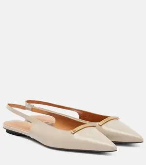 TOD'S Leather Slingback Flats - Beige