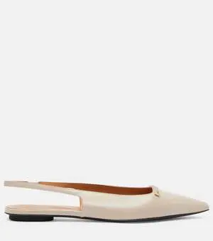 TOD'S Leather Slingback Flats - Beige