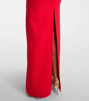 David Koma Velvet-trimmed Wool-blend Gown
