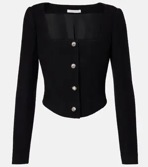 Alessandra Rich Wool-blend Bouclé Jacket - Black