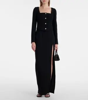 Alessandra Rich Wool-blend Twill Bouclé Jacket With Silver Hardware