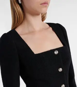 Alessandra Rich Wool-blend Twill Bouclé Jacket With Silver Hardware