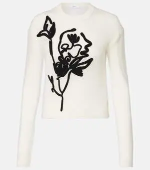 Erdem Embroidered Alpaca And Wool-blend Sweater - White