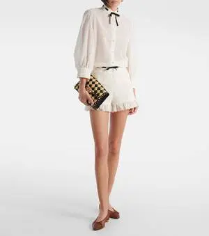 AQUAZZURA Gioia Mesh And Leather Ballet Flats - Brown
