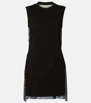 Sacai Knitted Cotton Minidress - Blue