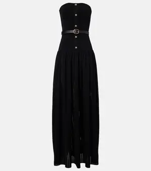 Women's Strapless Belted Maxi Dresses