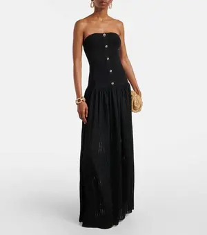 SELF-PORTRAIT Belted Knitted Strapless Maxidress