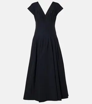 Simkhai Nina Pleated Cotton-blend Midi Dress - Blue