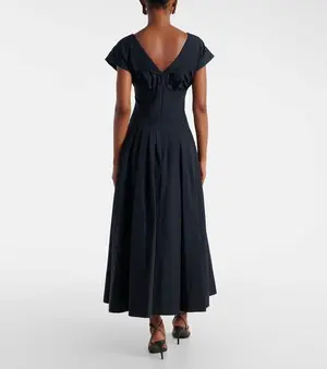 Simkhai Nina Pleated Cotton-blend Midi Dress - Blue