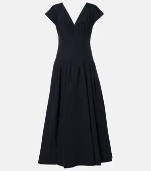 Simkhai Nina Pleated Cotton-blend Midi Dress - Blue