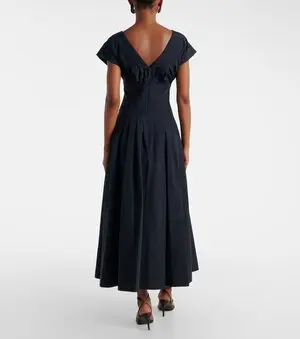 Simkhai Nina Pleated Cotton-blend Midi Dress - Blue