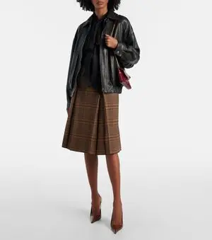 Saint Laurent Prince Of Wales Check Wool Midi Skirt - Multicoloured