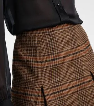 Saint Laurent Prince Of Wales Check Wool Midi Skirt - Multicoloured