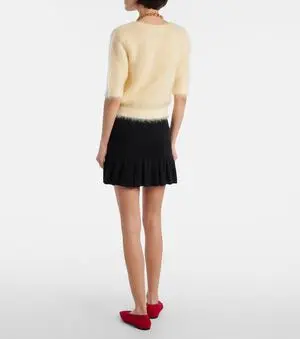 Alessandra Rich Embroidered Mohair-blend Sweater - Yellow