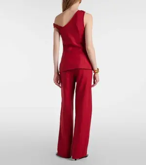 Faithfull The Brand Suis One-shoulder Linen Top - Red