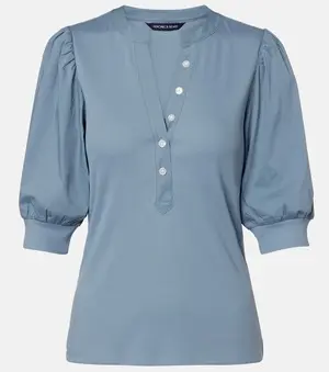 Veronica Beard Coralee Cotton-blend Blouse - Blue