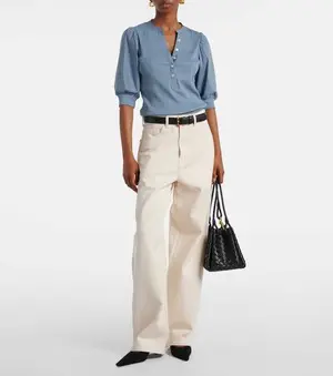 Veronica Beard Coralee Cotton-blend Blouse - Blue