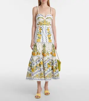 Farm Rio Printed Cotton Midi Dress