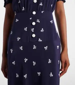 Alessandra Rich Printed Silk Midi Dress - Blue