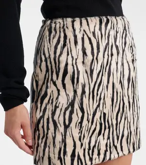 ROTATE BY BIRGER CHRISTENSEN Zebra-print Cotton-blend Miniskirt