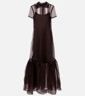 Staud Calluna Organza Maxi Dress - Brown