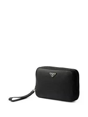 Prada Leather Pouch With Metal Logo