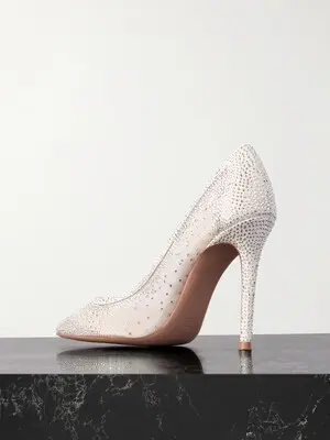 GIANVITO ROSSI Rania 85 Crystal-embellished Pumps - Neutrals