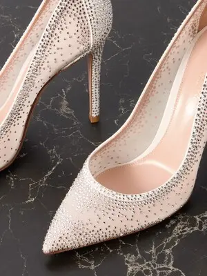 GIANVITO ROSSI Rania 85 Crystal-embellished Pumps - Neutrals