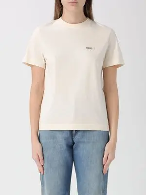 Jacquemus JACQUEMUS Short Sleeve Stretch-Cotton Crewneck T-Shirt Beige