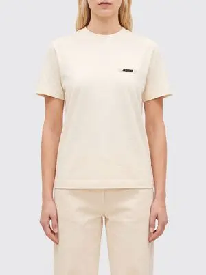 Jacquemus JACQUEMUS Short Sleeve Stretch-Cotton Crewneck T-Shirt Beige
