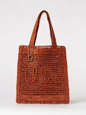 Chloé Summer Banana Crochet Raffia Bag - Brown